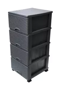 Cumpără Comod din plastic negru cu 4 sertare textură împletită (e296 ...
